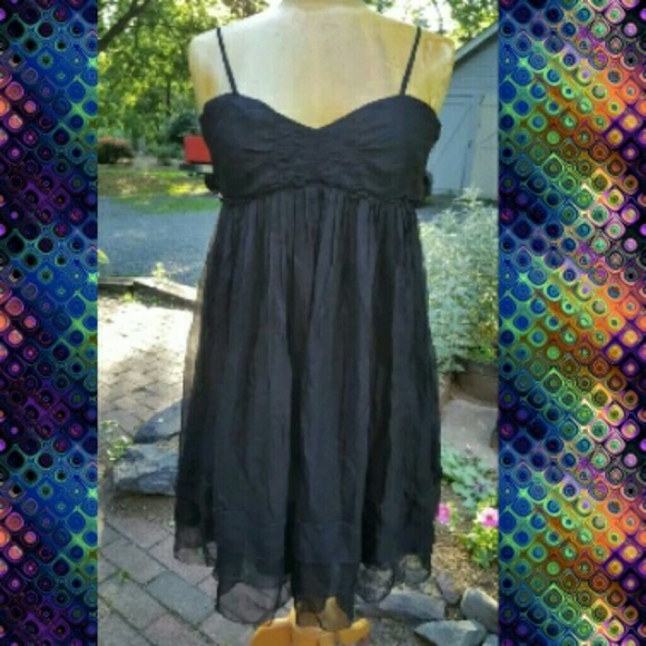 Trinity | Dresses | Trinity Ethereal Black Silk Layered Empire Dress ...